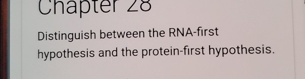 Solved Chapter 28 Distinguish between the RNA-first | Chegg.com