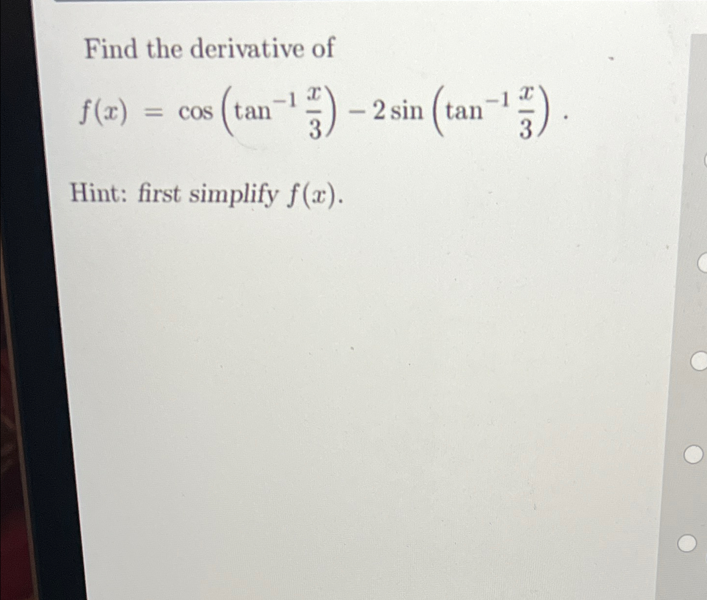 Solved Find the derivative | Chegg.com