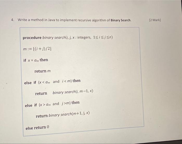Solved 3. Write a method in Java to implement recursive | Chegg.com