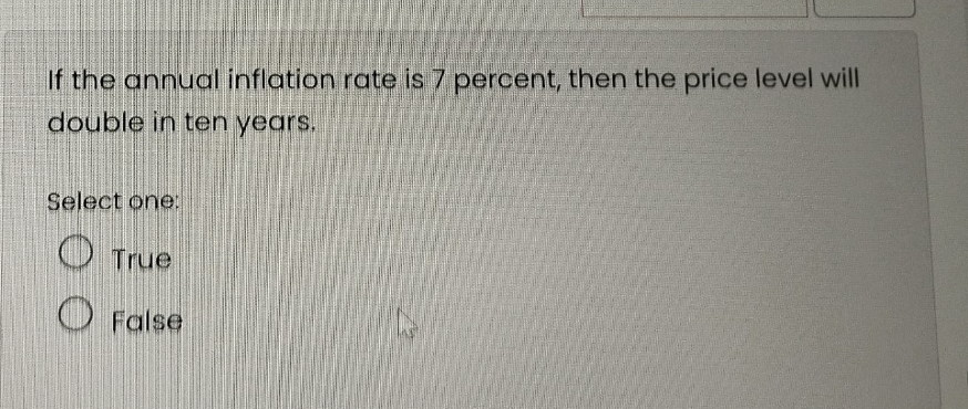 Solved If the annual inflation rate is 7 ﻿percent, then the | Chegg.com
