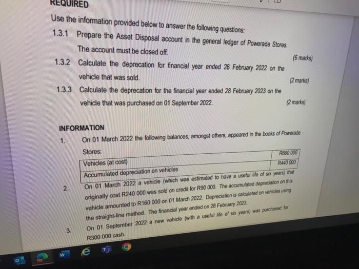 Solved Use the information provided below to answer the | Chegg.com