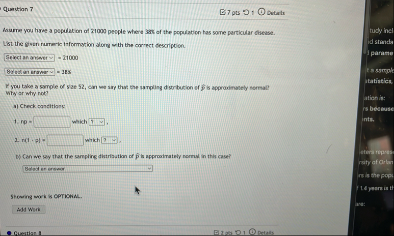 Solved Question 77 ﻿pts1DetailsAssume you have a population | Chegg.com