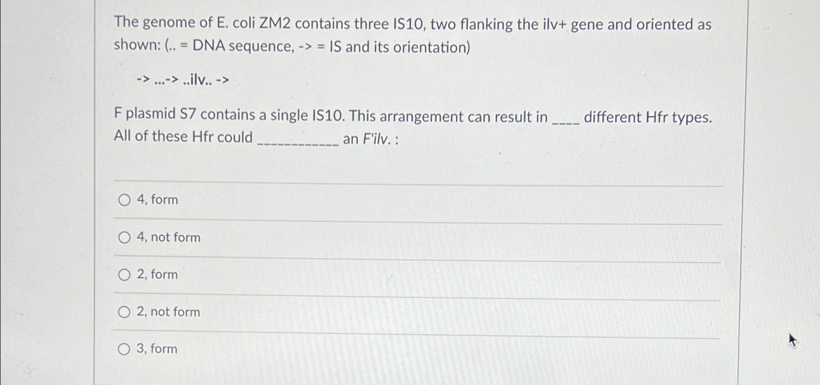 Solved The genome of E. ﻿coli ZM2 ﻿contains three IS10, ﻿two | Chegg.com