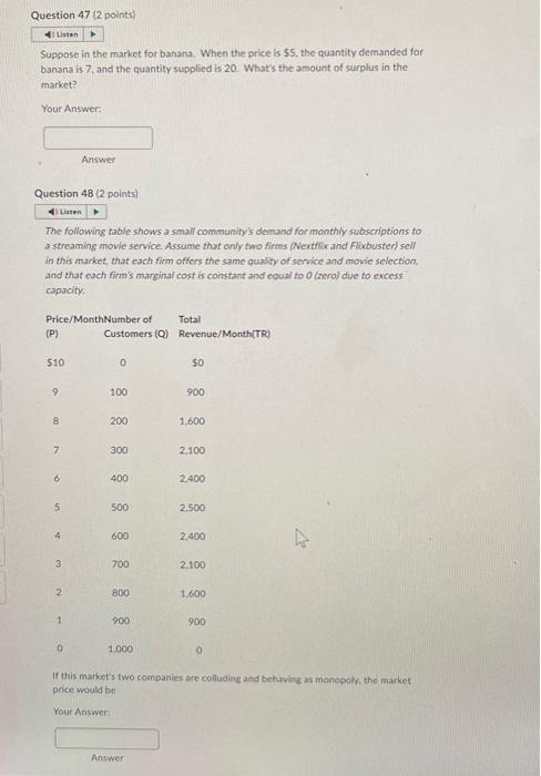 Solved Suppose in the market for banana. When the price is | Chegg.com