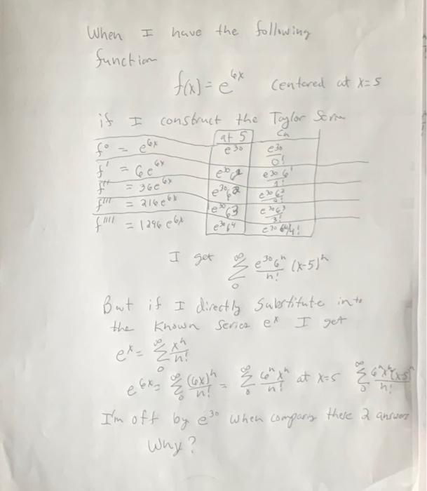 Solved When I Have The Following Function F X E6x Centered