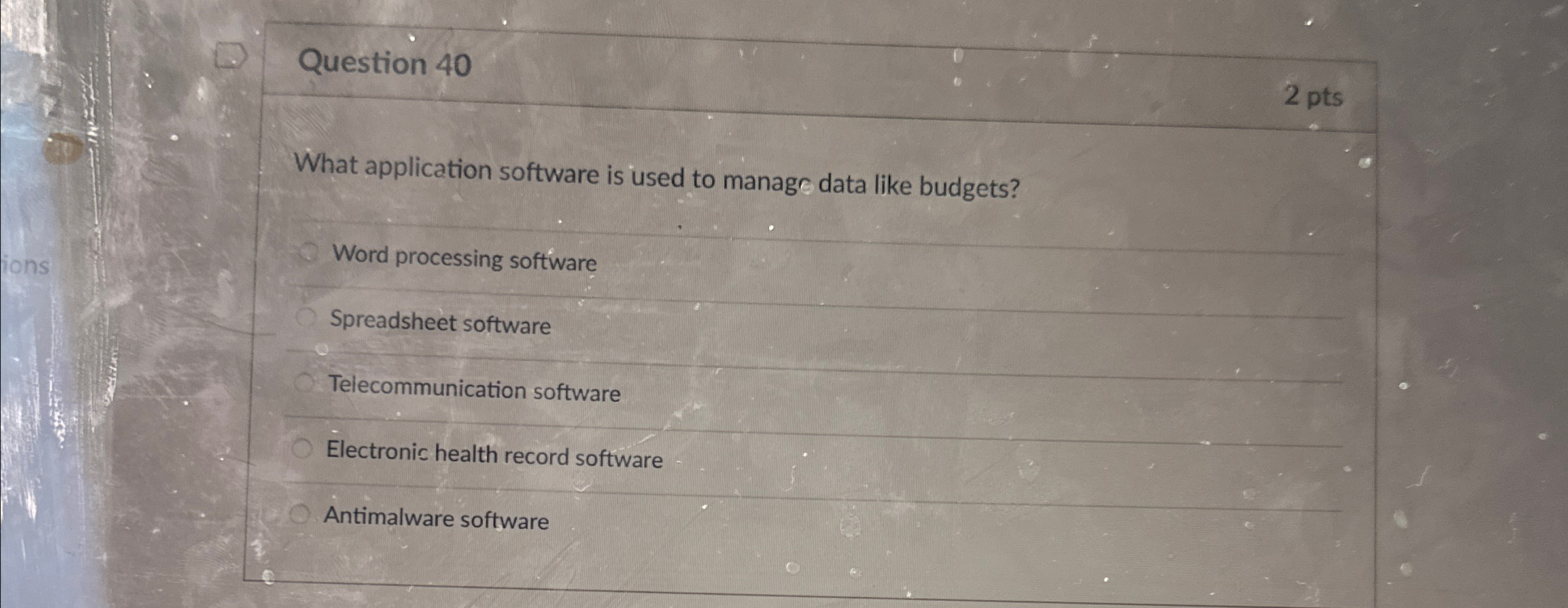 Solved Question 402 ﻿ptsWhat application software is used to | Chegg.com
