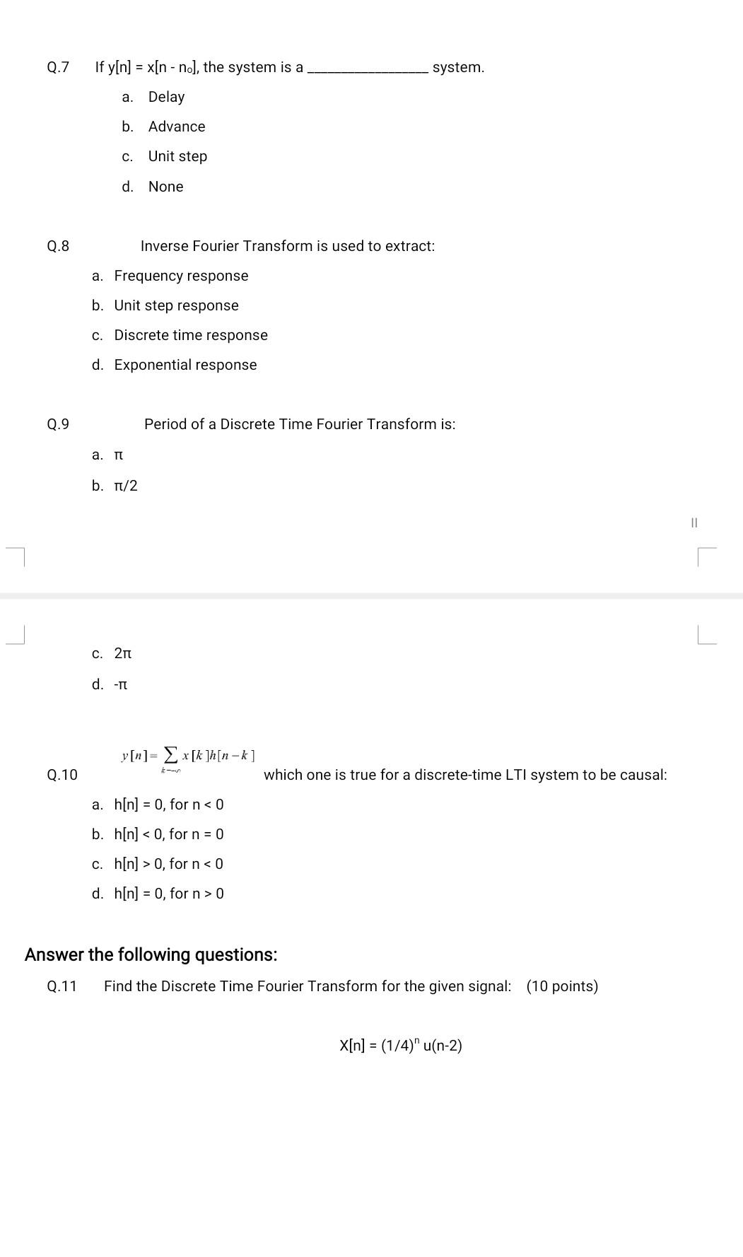 Solved (1 pt. each) Choose the correct answer(s) Q.1 Which | Chegg.com