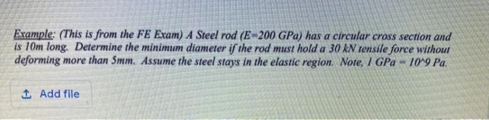 Solved Example: (This is from the FE Exam) A Steel rod | Chegg.com