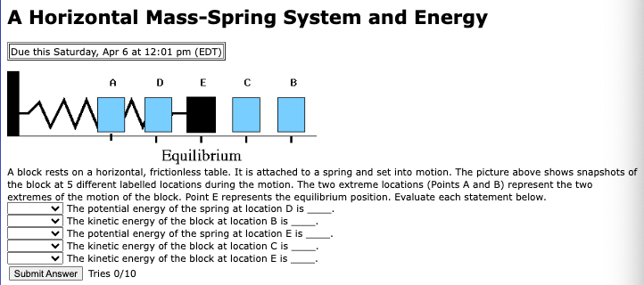 Solved A Horizontal Mass-Spring System and | Chegg.com