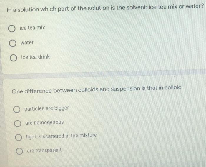 Solved What type of mixture is milk? solution suspension | Chegg.com