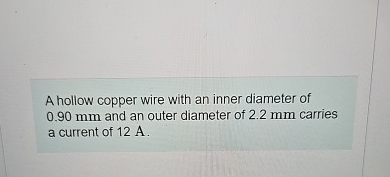 Solved A hollow copper wire with an inner diameter of0.90 | Chegg.com