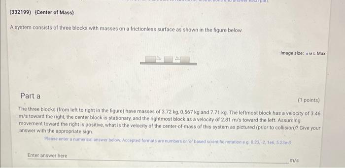 Solved A system consists of three blocks with masses on a | Chegg.com