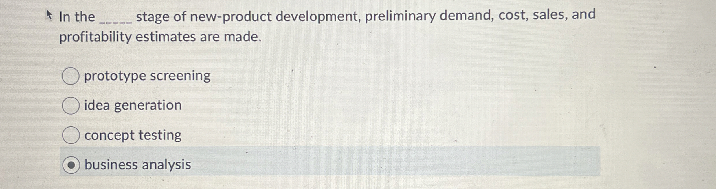 Solved In the q, ﻿stage of new-product development, | Chegg.com