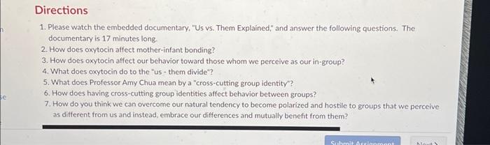 se Directions 1. Please watch the embedded | Chegg.com