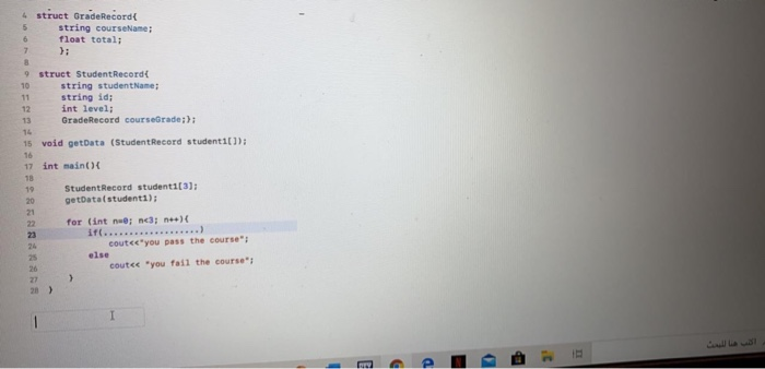 Solved 4 struct GradeRecord string courseName; float total; | Chegg.com
