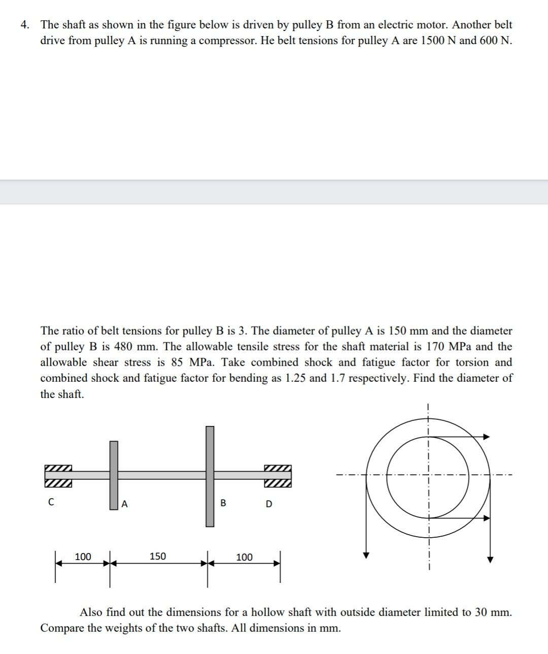 Solved 4. The shaft as shown in the figure below is driven | Chegg.com