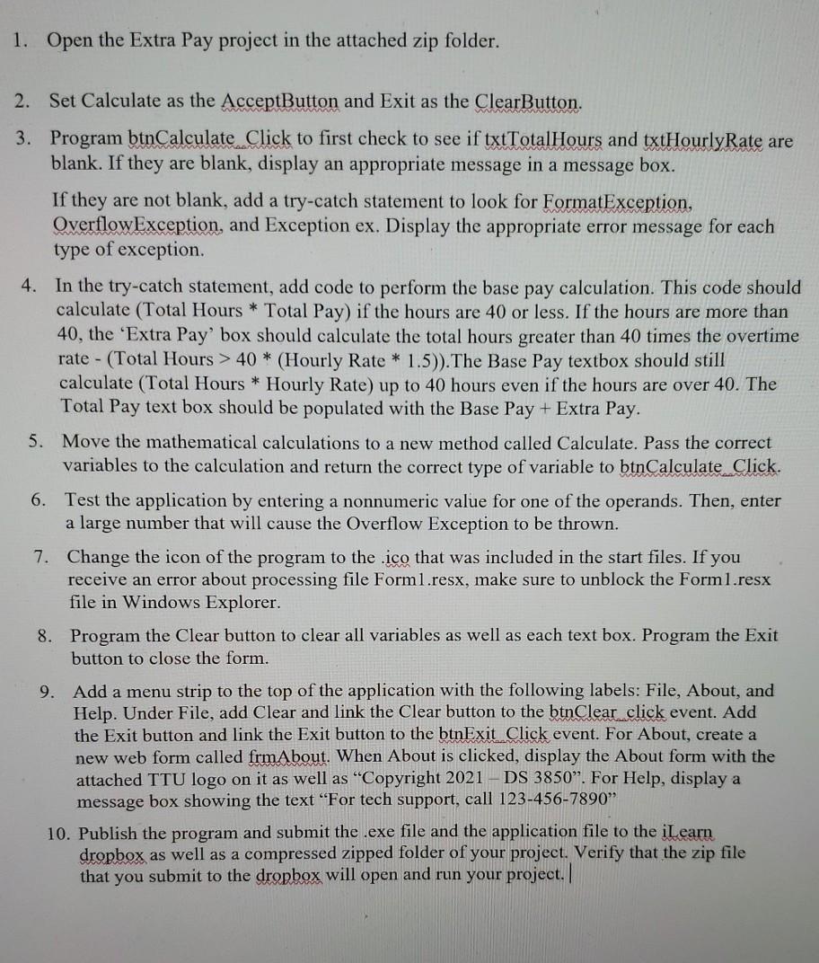 Solved Form1.cs Form1.cs (Design) + X Extra Pay x Total | Chegg.com