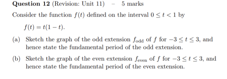Solved Question 12 (Revision: Unit 11) - 5 marks Consider | Chegg.com