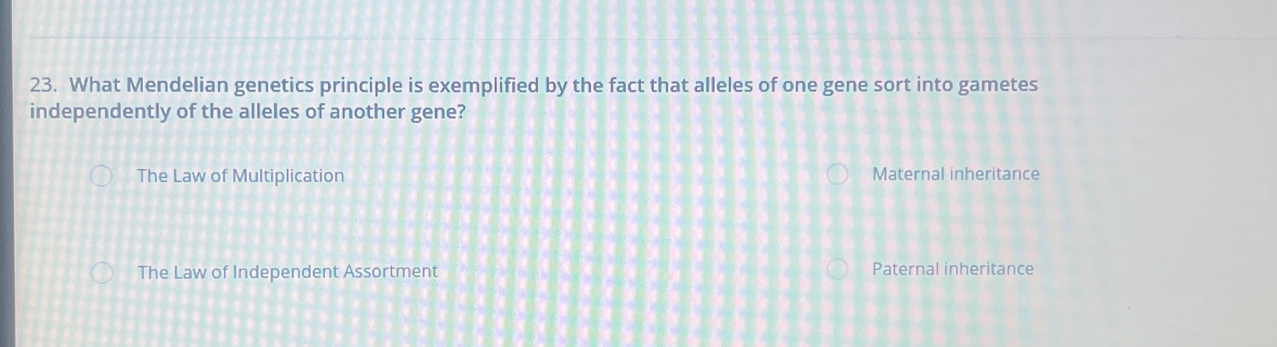 Solved What Mendelian genetics principle is exemplified by | Chegg.com
