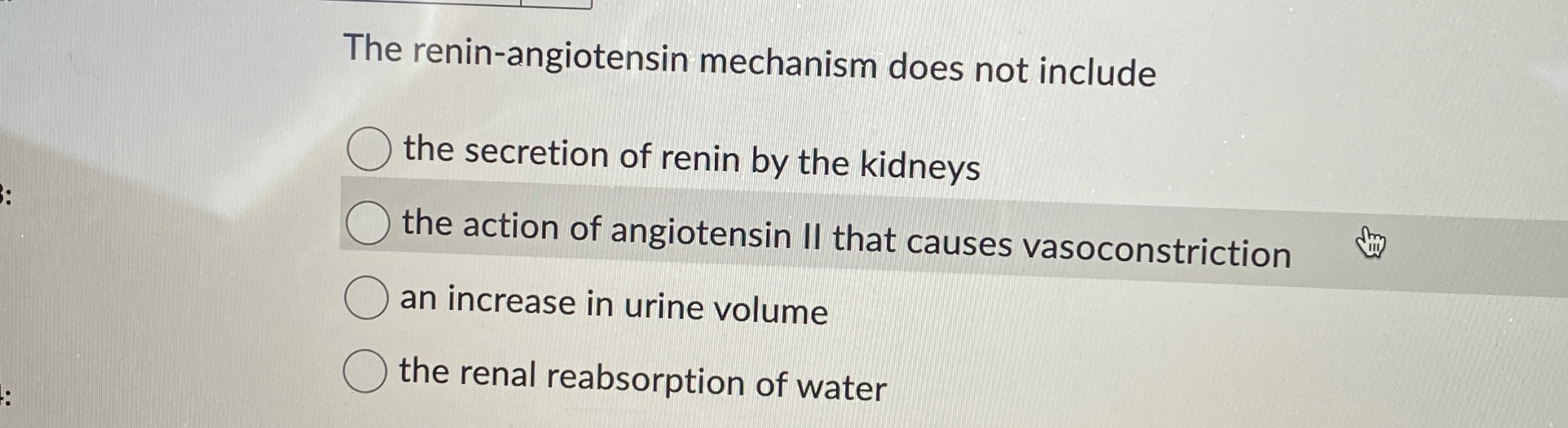 Solved The renin-angiotensin mechanism does not includethe | Chegg.com