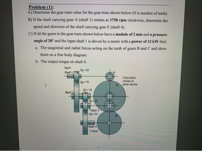 Solved Problem (1): A) Determine the gear train value for | Chegg.com