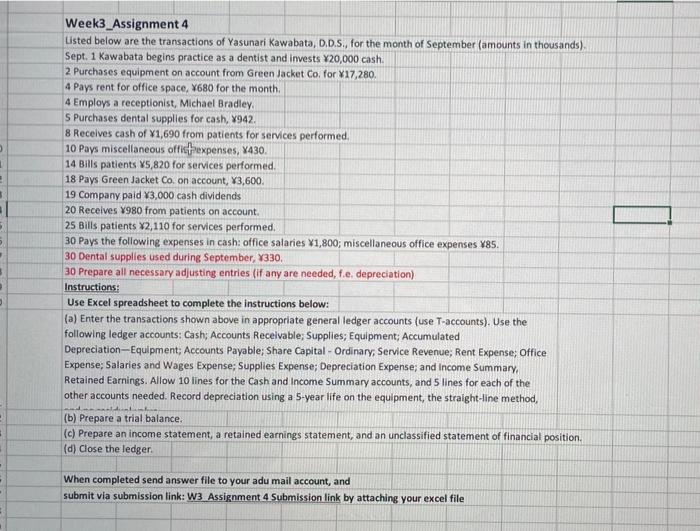 Solved Week3_Assignment 4 Uisted below are the transactions | Chegg.com