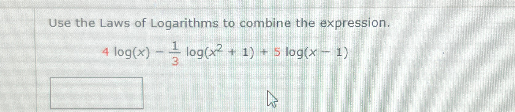 Solved Use the Laws of Logarithms to combine the | Chegg.com