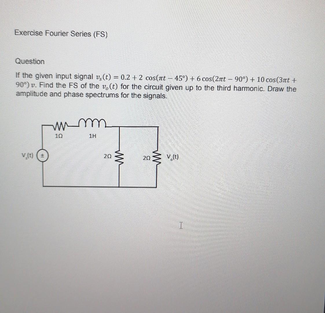 Solved Exercise Fourier Series (FS) Question If the given | Chegg.com