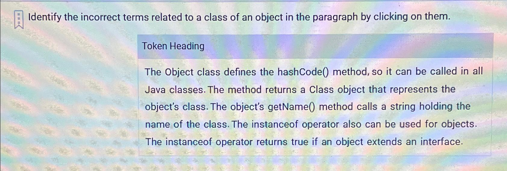Solved Identify the incorrect terms related to a class of an | Chegg.com