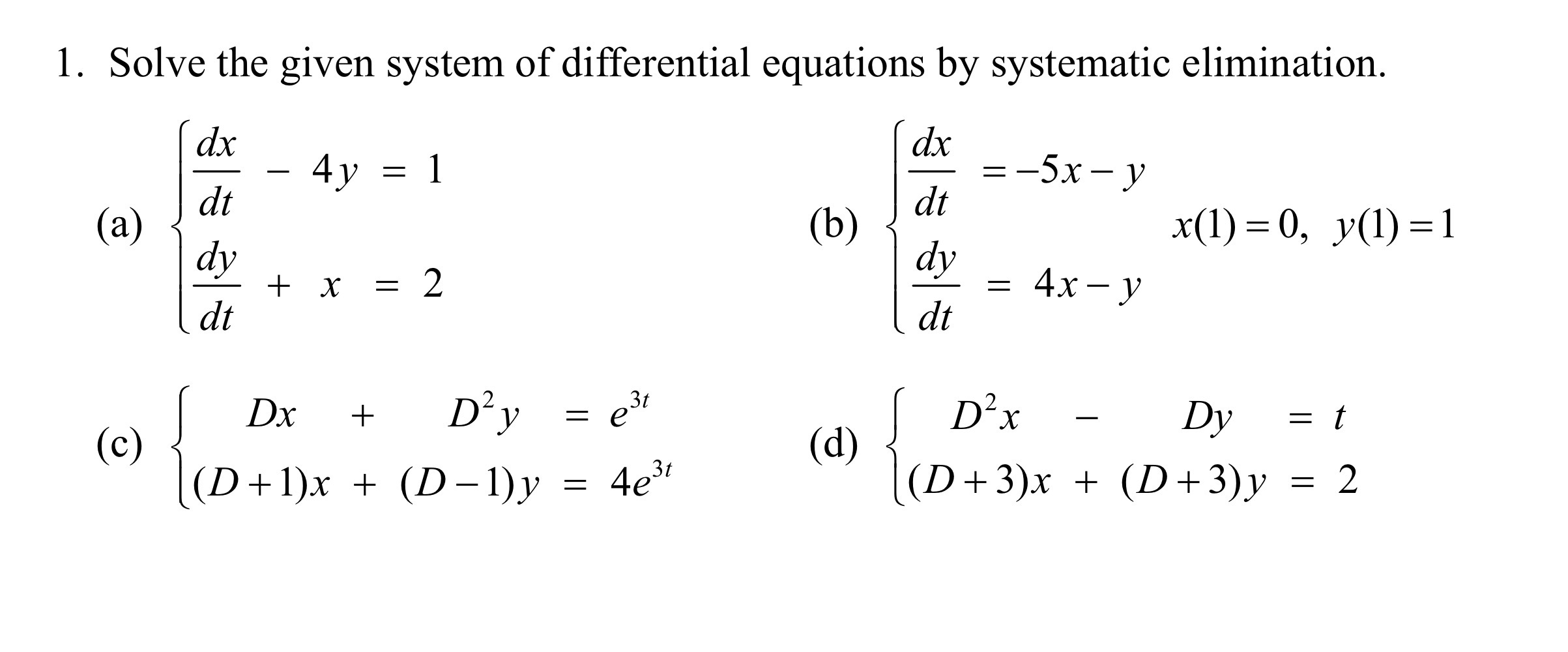 Solve the given system of differential equations by | Chegg.com