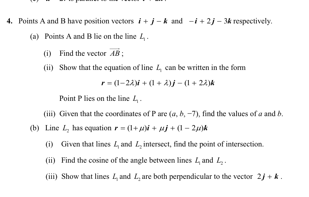 Solved Points A and B have position vectors i+j-k ﻿and | Chegg.com