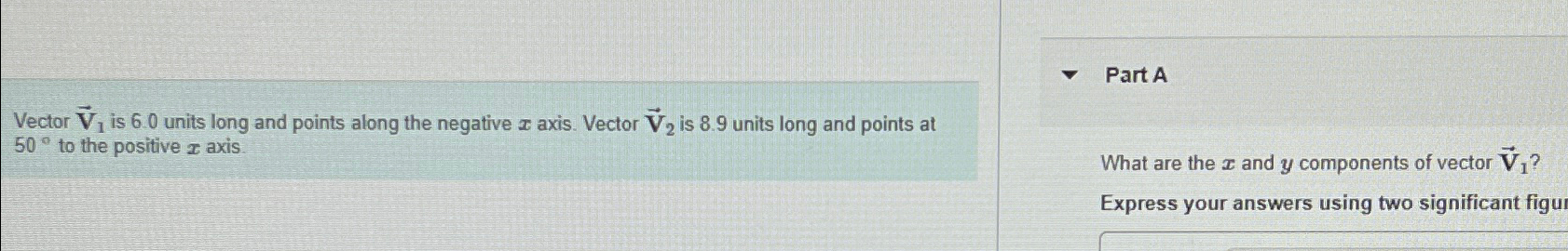 Solved Part AVector vec(V)1 ﻿is 6.0 ﻿units long and points | Chegg.com