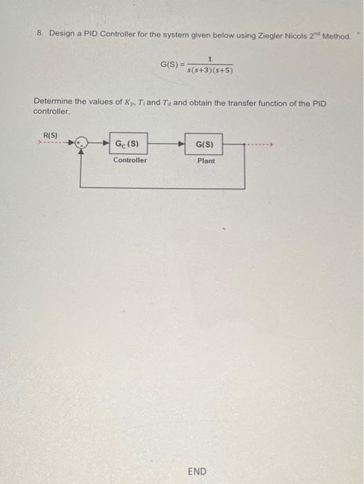 Solved 8. Design a PID Controller for the system given below | Chegg.com