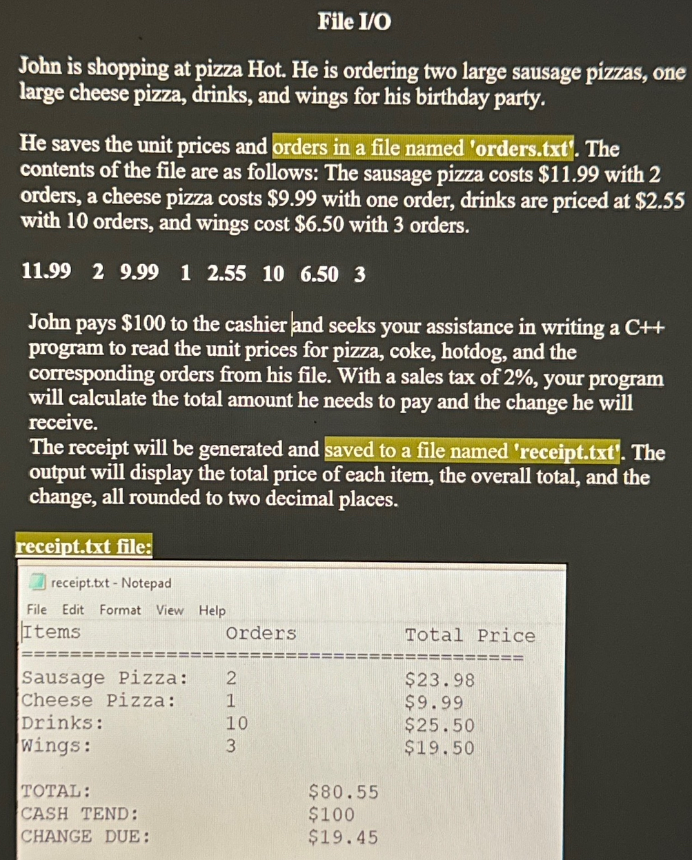 Solved *USING FILE I/O* (DONT USE )John is shopping at | Chegg.com