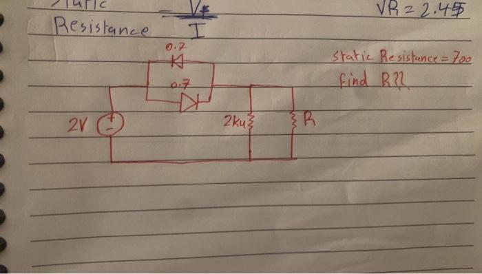 Solved Static Resistance =700 find R?} | Chegg.com