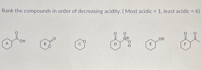 Solved Rank the compounds in order of decreasing acidity. | Chegg.com