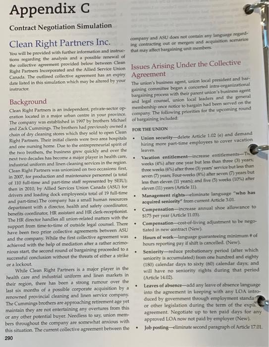 Solved Appendix C Contract Negotiation Simulation Clean | Chegg.com