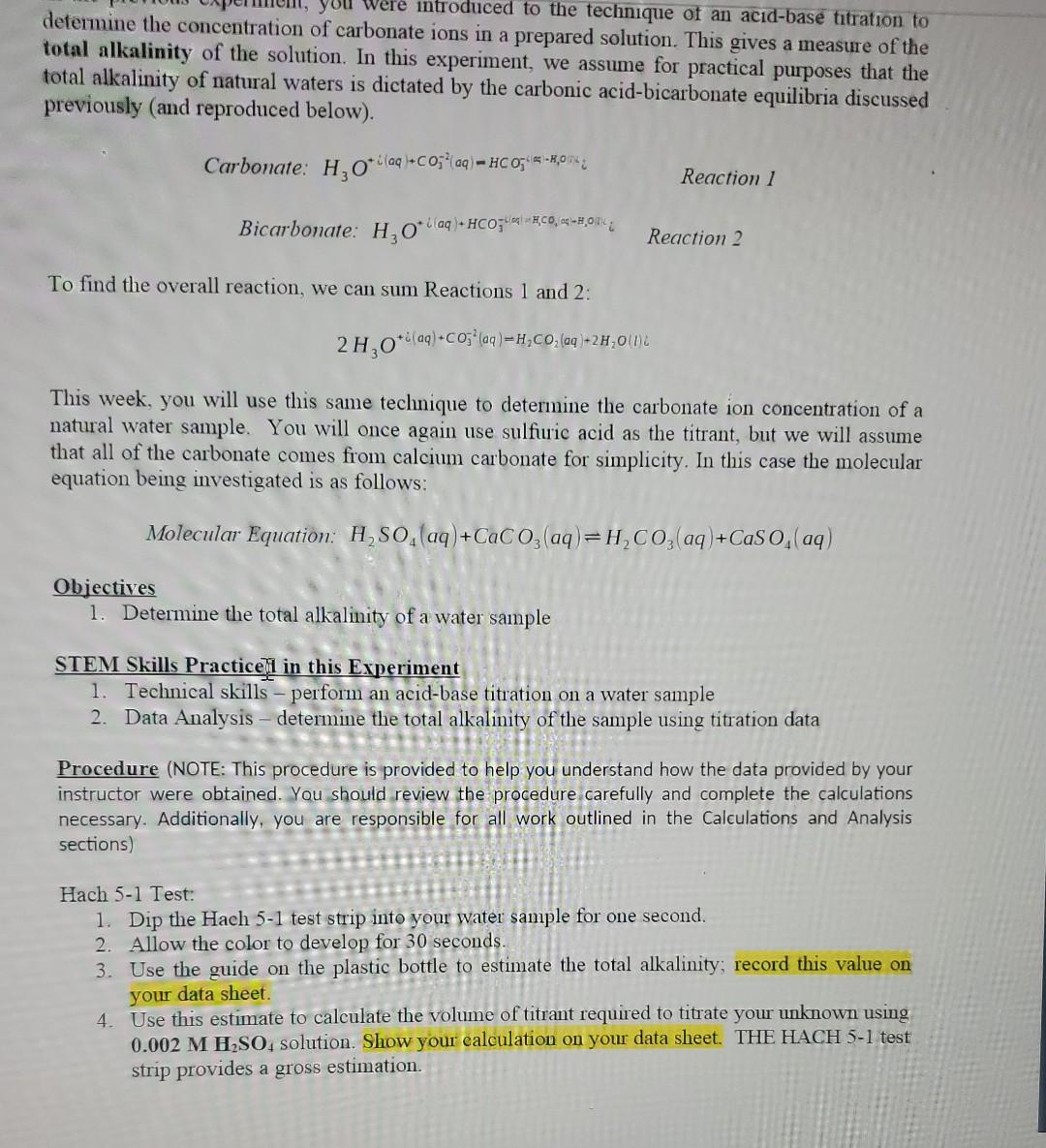 Solved Data: Hach-1 test trip results and corresponding | Chegg.com