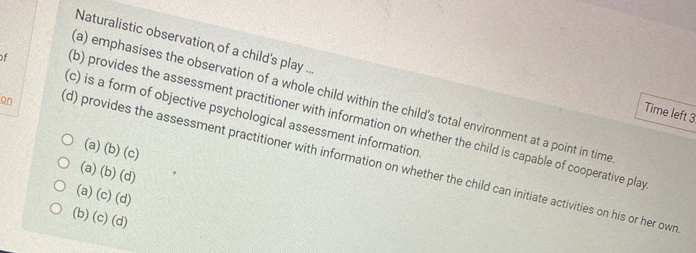 Solved Naturalistic observation of a child's play...(a) | Chegg.com