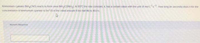 Solved Ammonium cyanate (NH4CNO reacts to form uren | Chegg.com