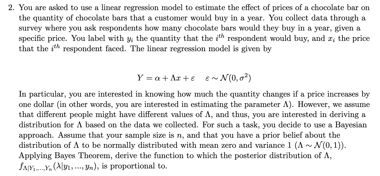 Solved You are asked to use a linear regression model to | Chegg.com