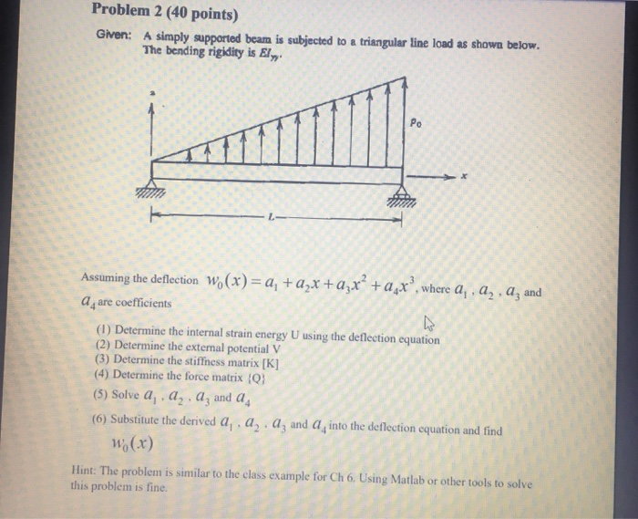 Solved Problem 2 (40 points) Given: A simply supported beam | Chegg.com