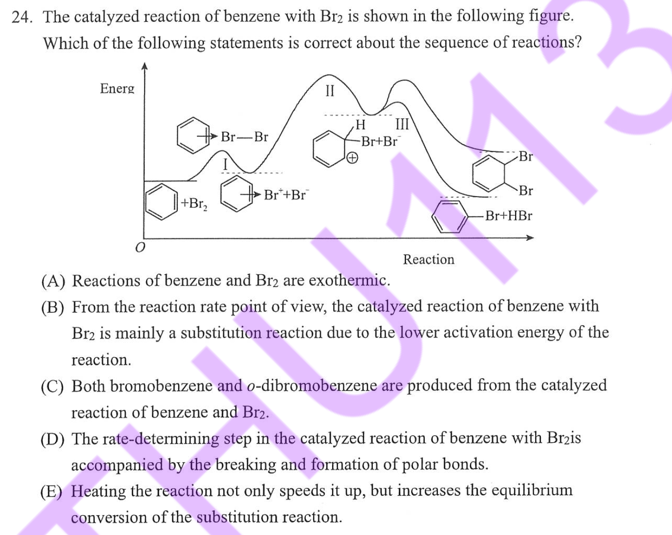 Solved The catalyzed reaction of benzene with Br2 ﻿is shown | Chegg.com