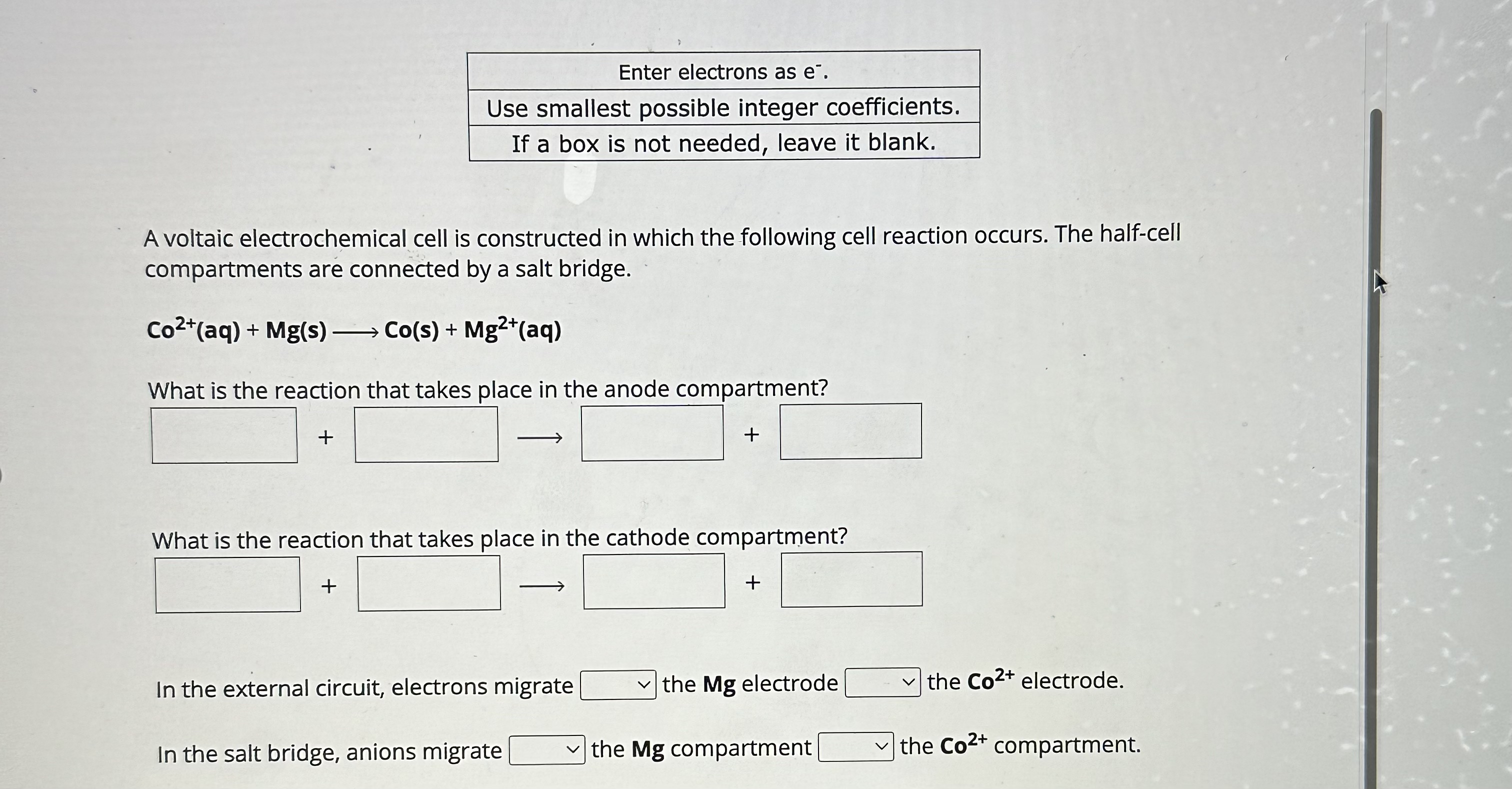 Solved A voltaic electrochemical cell is constructed in | Chegg.com