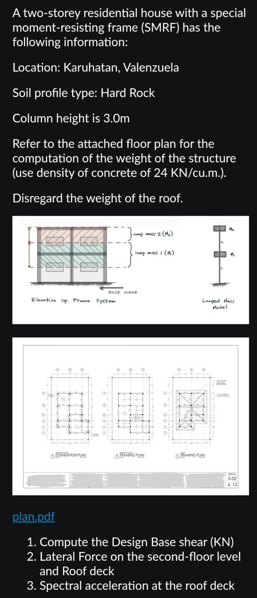 Solved A two-storey residential house with a special | Chegg.com