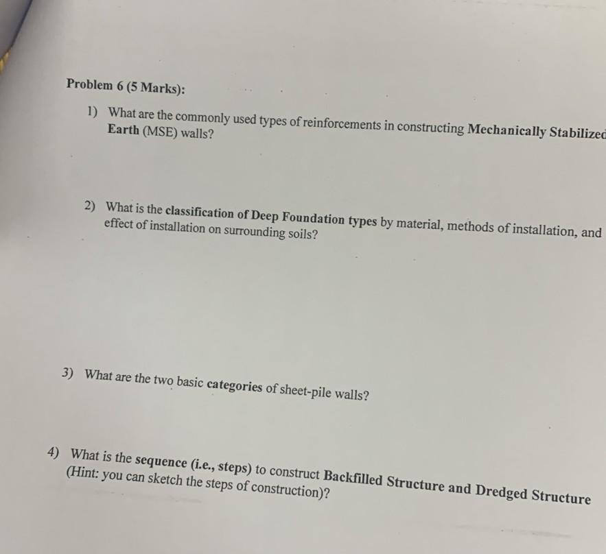 Solved Problem 6 (5 Marks): 1) What are the commonly used | Chegg.com
