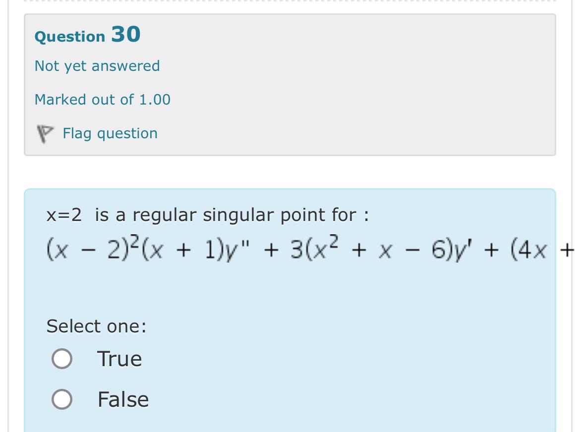 Question 30Not yet answeredMarked out of 1.00Flag | Chegg.com