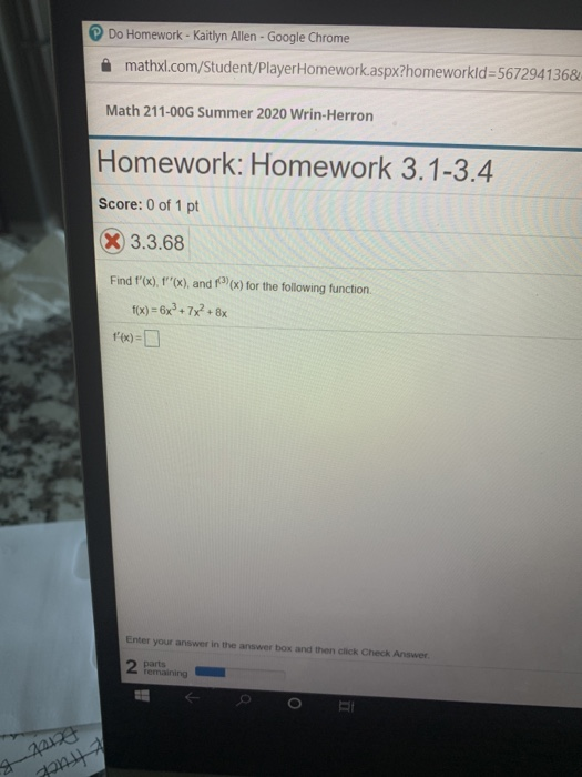 Solved Do Homework - Kaitlyn Allen - Google Chrome | Chegg.com