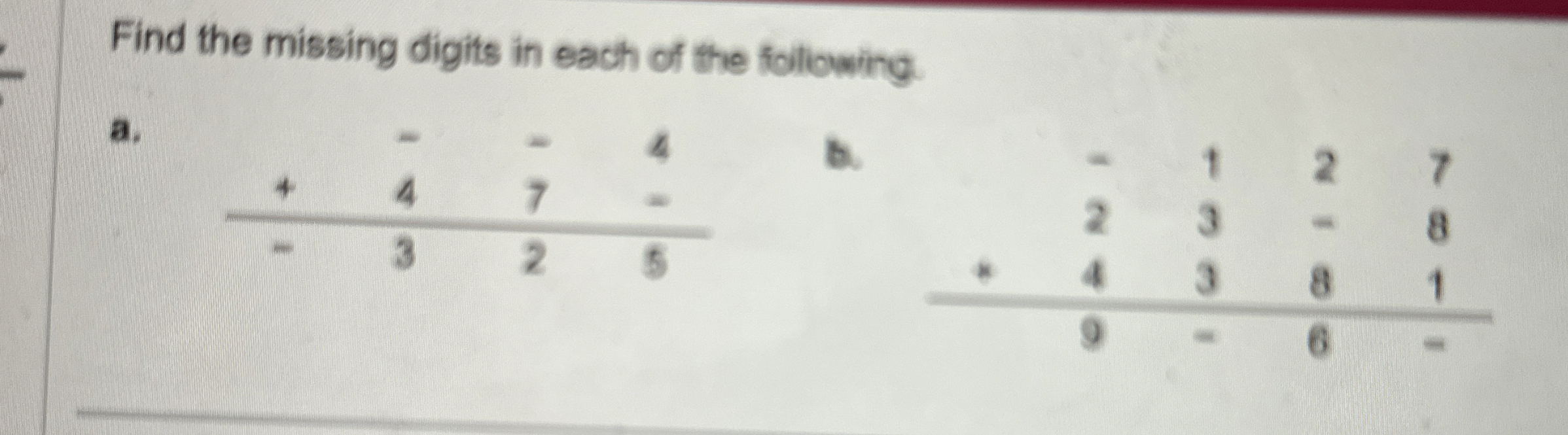 Solved Find the missing digits in each of the | Chegg.com