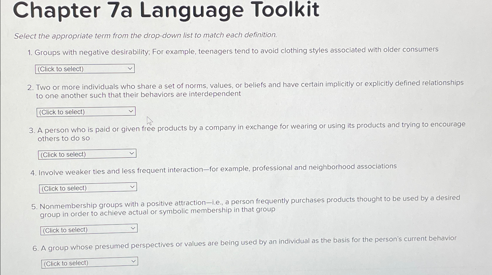 Solved Chapter 7a Language ToolkitSelect the appropriate | Chegg.com